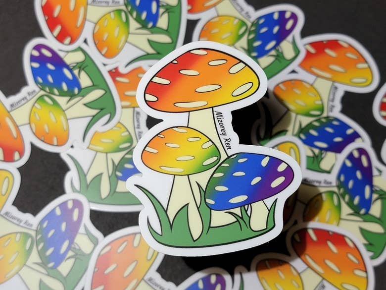Pride Mushroom Sticker | Lancaster Wax Co.